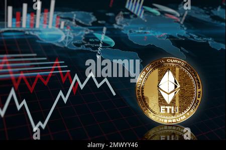 Ethereum ETH Cryptocurrency. coin growth chart on the exchange, chart ...
