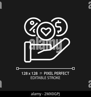 Retention bonus pixel perfect white linear icon for dark theme Stock ...