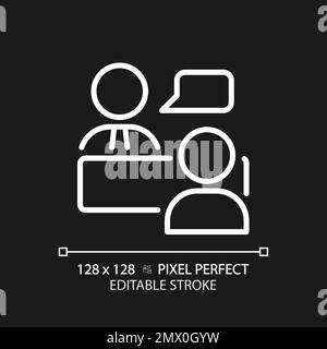 Job interview pixel perfect white linear icon for dark theme Stock ...