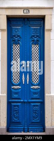 Close view of beautiful details of typical doors and azulejo tiles ...