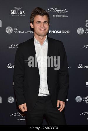 Chess champion Magnus Carlsen attends the World Chess Championship ...