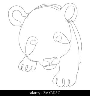 One continuous line of Panda Bear. Thin Line Illustration vector ...
