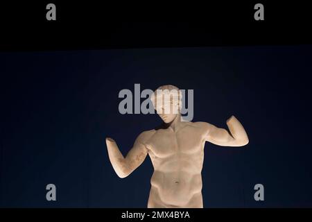 marble statue of the Diadoumenos - National Archaeological Museum ...