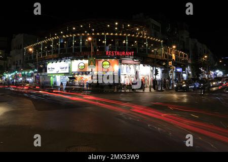 Traffic trails in Downtown Amman City, Jordan, Middle East Stock Photo ...