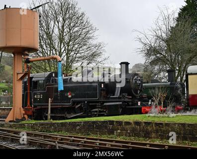 LMS Ivatt Class 2MT 2-6-2 tank engine No 41312 at Buckfastleigh on the ...