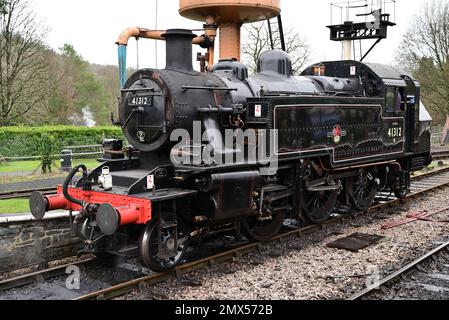 LMS Ivatt Class 2MT 2-6-2 tank engine No 41312 at Buckfastleigh on the ...