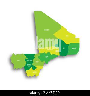 Mali political map of administrative divisions - regions and capital ...