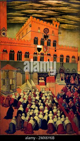 SANO di Pietro, St Bernardino Preaching in piazza San Francesco 1445 ...