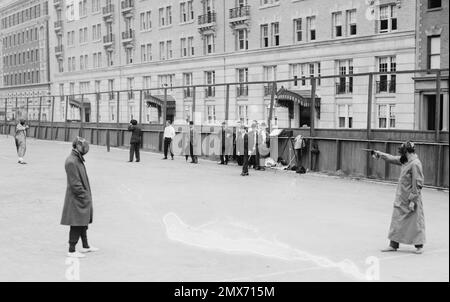 A photograph of a dueller in New York, pointing and using wax bullets ...