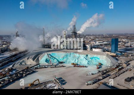 Detroit, Michigan - Piles of salt at the Detroit Salt Company's ...
