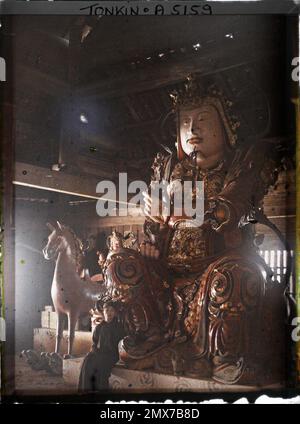 Province of So' n-tâi, Tonkin, Indochina A giant statue of a guardian ...