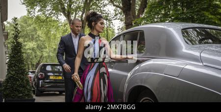 MAGIC MIKE'S LAST DANCE, from left: Salma Hayek, Ayub Khan-Din, Jemelia ...