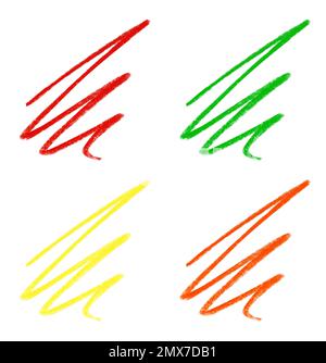 Collage of color drawn pencil scribbles on white background Stock Photo ...