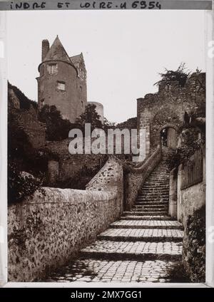 Luynes, France a staircase that goes up to the castle , 1909 - Center ...