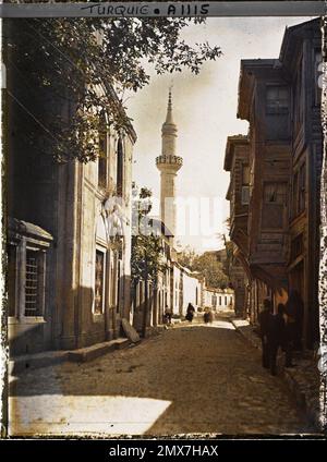 Constantinople (current Istanbul), Turkey Street lined with wooden ...