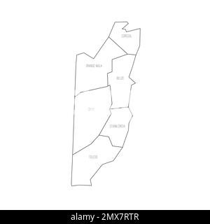 Belize political map of administrative divisions - districts. Colorful ...