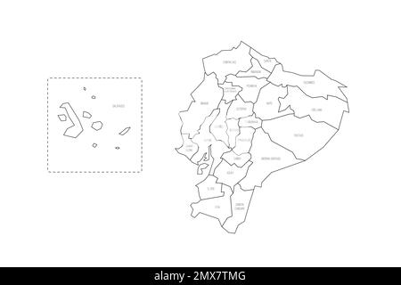 Ecuador political map of administrative divisions - provinces. Blank ...