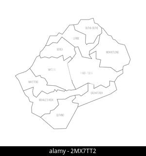 Lesotho political map of administrative divisions Stock Vector Image ...