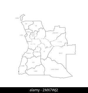 Angola political map of administrative divisions - provinces. Colorful ...