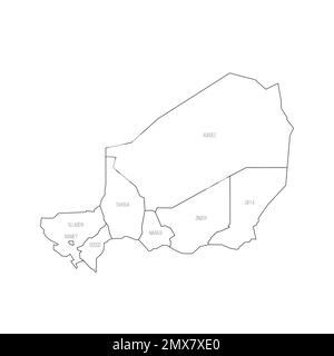 Niger political map of administrative divisions - regions and capital ...