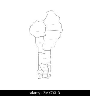 Benin political map of administrative divisions - departments. Grey ...