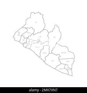 Liberia political map of administrative divisions - counties. Blank ...