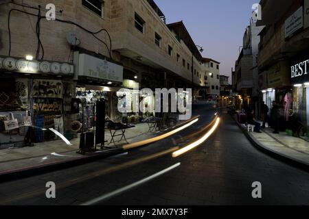 Traffic trails in Madaba town, Jordan, Middle East Stock Photo - Alamy