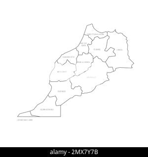 Morocco political map of administrative divisions - regions. Map with ...