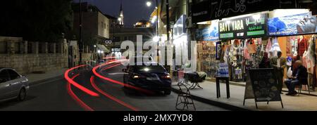 Traffic trails in Madaba town, Jordan, Middle East Stock Photo - Alamy