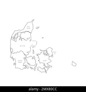 Denmark political map of administrative divisions - regions. Colorful ...