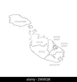 Malta political map of administrative divisions Stock Vector Image ...