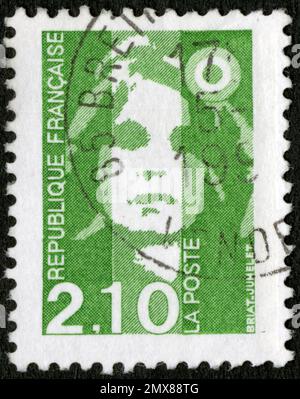 TIMBRE OBLITÉRÉ MARIANNE VERTE. LA POSTE. FRANCE Stock Photo - Alamy