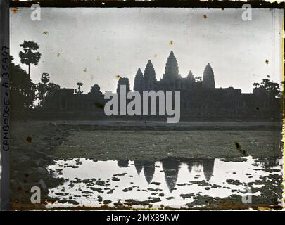 Angkor, Cambodia, Indochina The three-level pyramid forming the Temple ...