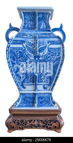 Ancient Chinese pottery jar isolated on white background with clipping ...