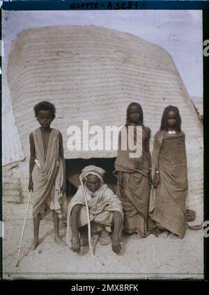 Assouan, Egypt, Africa three children and an old man bishari pose for ...