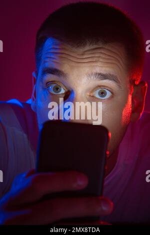 The guy got a security alert on his phone. Alarm button. Danger ...