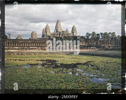 Angkor, Cambodia, Indochina The three-level pyramid forming the temple ...