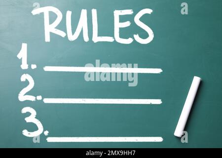 Chalkboard with list of rules as background Stock Photo - Alamy