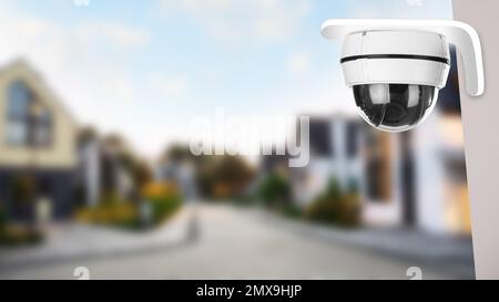 Home security system. House under CCTV camera surveillance Stock Photo ...