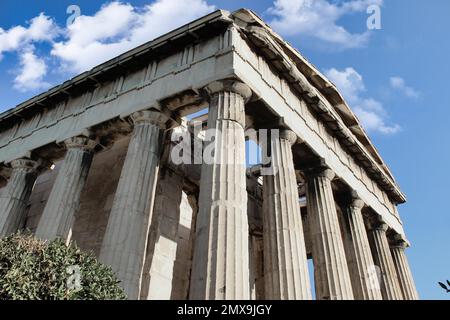 Temple of Hephaestus with Doric colonnade in Ancient Agora, Athens, Greece. Ancient Greek ...