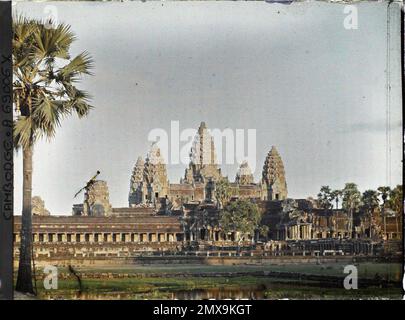 Angkor, Cambodia, Indochina The three-level pyramid forming the Temple ...