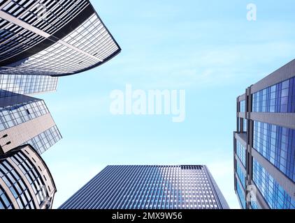 Office buildings with tinted windows, low angle view. Modern ...