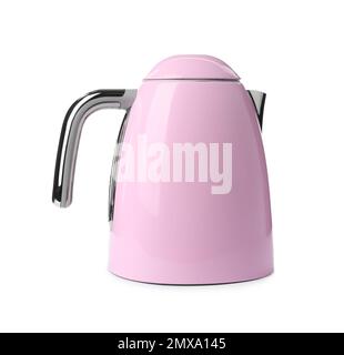 Modern pink electric kettle isolated on white Stock Photo - Alamy