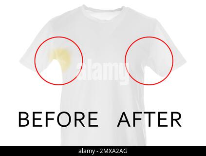Comparison of white t-shirt before and after using laundry detergent or ...