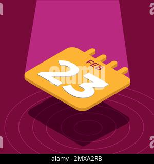 February 7 - 3D calendar floating with spotlight on blue background ...