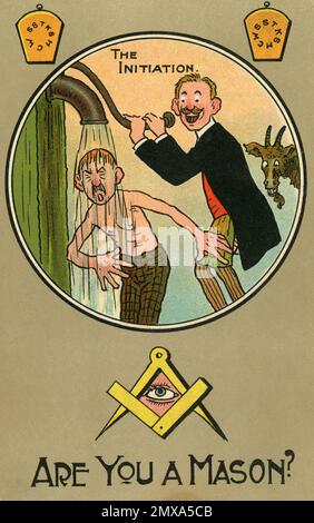 Masonic Postcard. The Initiation Stock Photo - Alamy