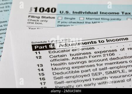 Educator expenses deduction on form for federal income tax return and ...