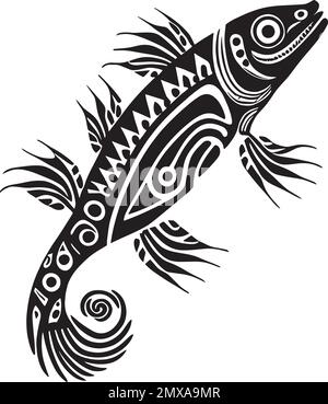Tribal Fish Black Color Logo Stock Vector Image & Art - Alamy