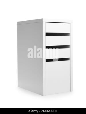 Stylish drawer unit with wheels isolated on white Stock Photo - Alamy