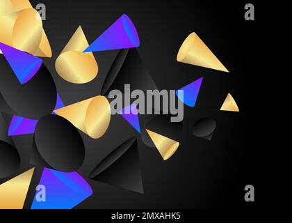 Abstract elegant Geometric cone shapes background. Vector 3d flying primitives illustration ...